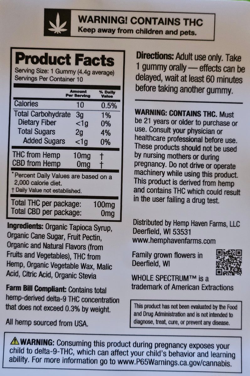 10mg THC, 0mg CBD GREEN APPLE Vegan Fruit Chew 10 pack - Chemical free ...